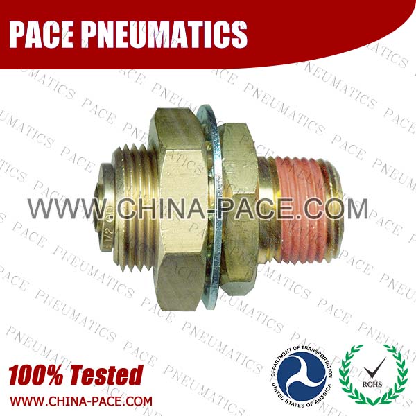 Male Bulkhead Straight DOT Push To Connect Air Brake Fittings, DOT Push ...