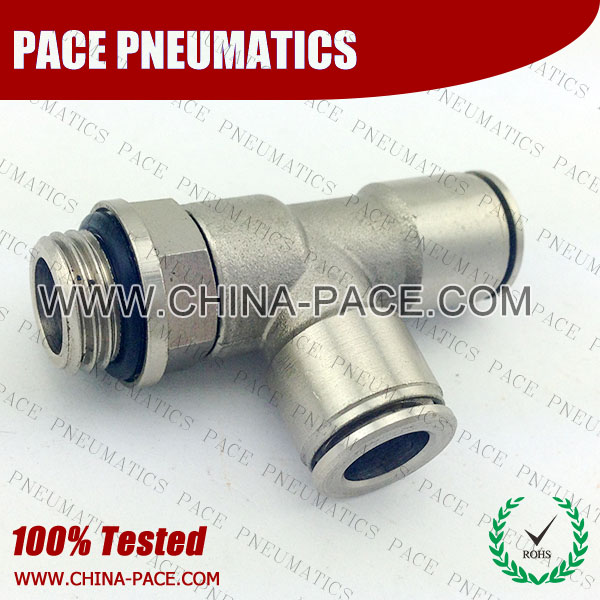 Brass Male Run Tee fitting- Parallel, Nickel Plated Brass Pneumatic ...