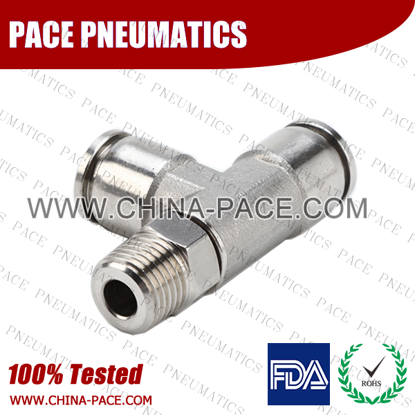 Male Run Tee Stainless Steel Push-In Fittings, 316 stainless steel push ...